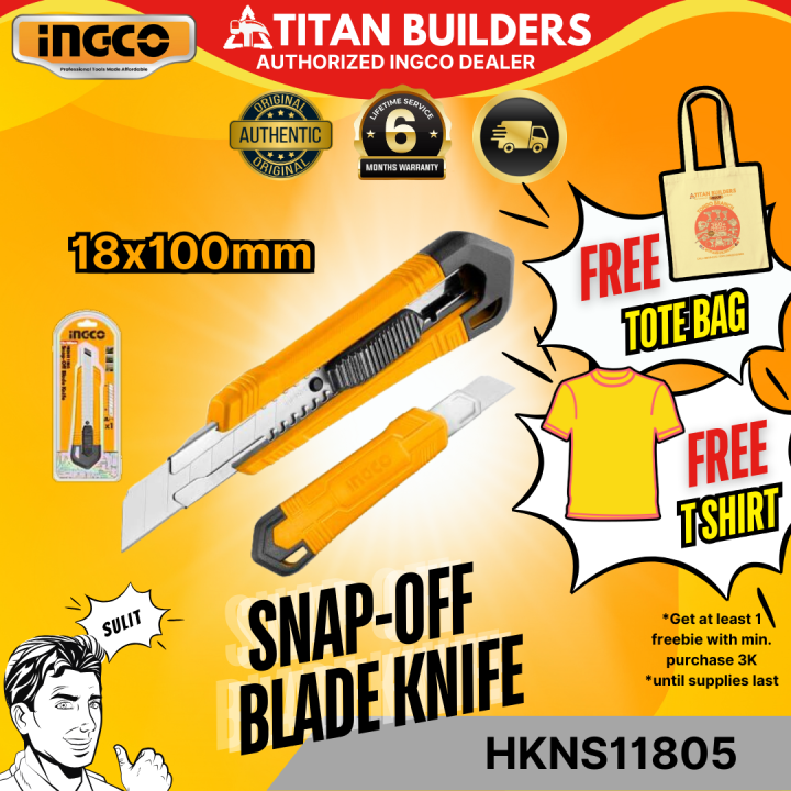 Ingco by Titan Snap-Off Blade Knife 18mm Blade with Flat Button - Easy ...