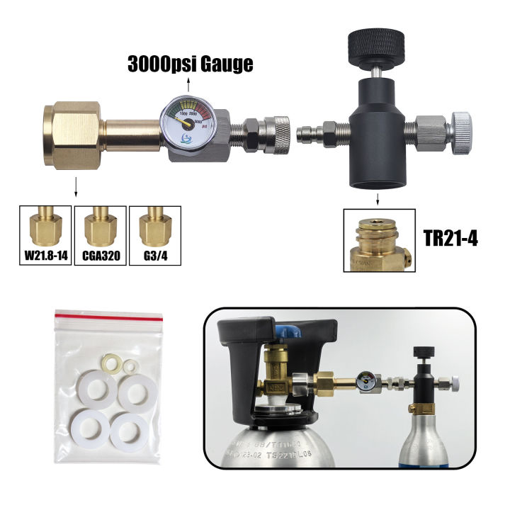 Soda Water Accessories CO2 Cylinder Refill Adapter Tank Thread TR21-4 Bottle Filling Station ...