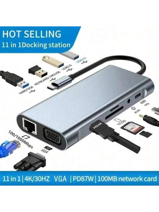11 In 1 Docking Station Type-C USB3.0 R45 Gigabit High-Speed Network ...