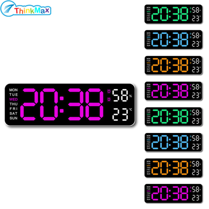 Digital Clock LED Electronic Alarm Clock, Date, Time, Week, Temperature ...