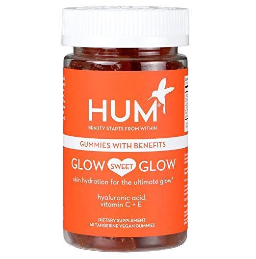 HUM Glow Sweet Glow - Vegan Skin Hydration Gummy Hearts with Hyaluronic ...