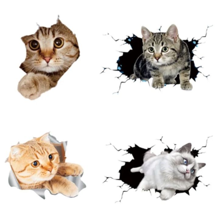 VL33H 3D Cat Car 3D Cat Stickers Waterproof Animal Styling Animal ...