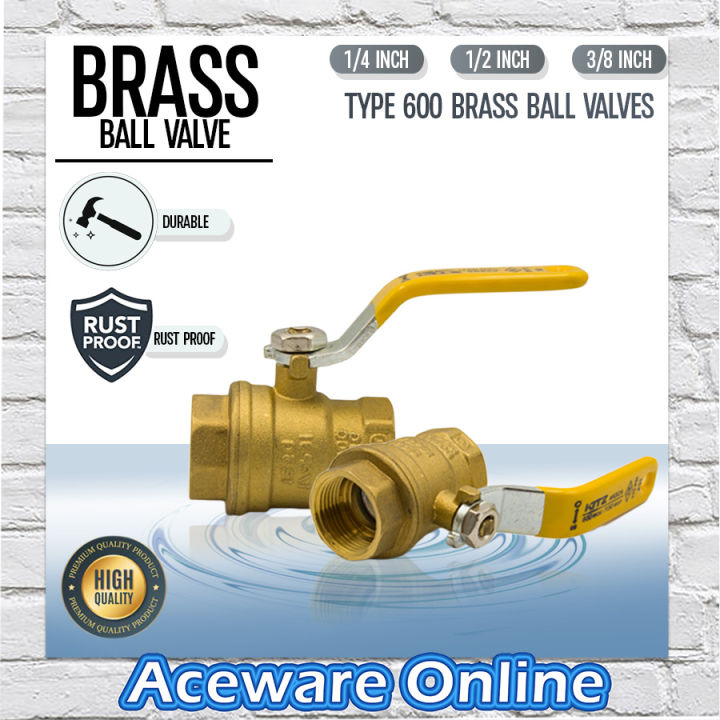 Heavy Duty Brass Ball Valve Brass Stopcock 1/2",3/8",1/4" Inch Injap ...