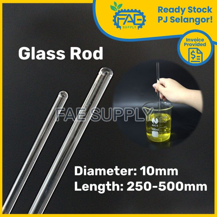 Glass Rod round end length 250-500mm diameter 10mm Glass Stirring ...