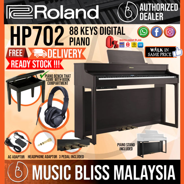 Roland HP702 88-keys Digital Piano with Piano Bench - Dark Rosewood ...