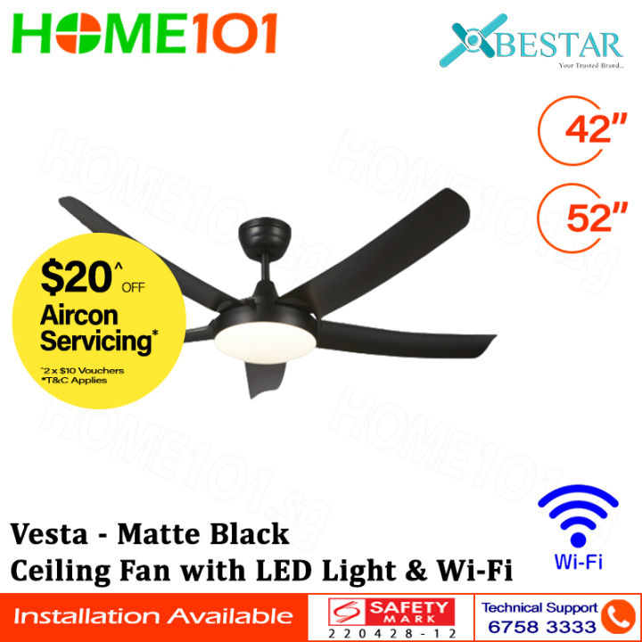 Bestar Ceiling Fan with LED Light & Wi-Fi 42"/52" Vesta | Lazada Singapore