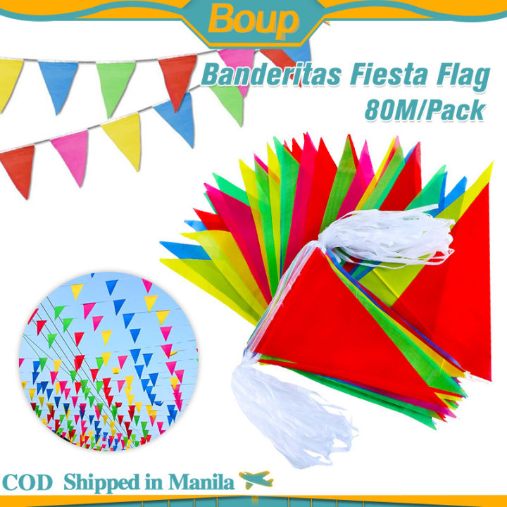 80 Meter Multicolor Fiesta Flag Nylon Pennant Banner For Grand Opening ...