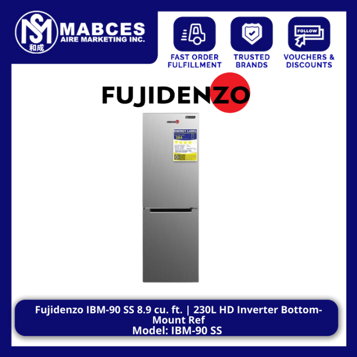 Fujidenzo IBM-90 SS 8.9 cu. ft. | 230L HD Inverter Bottom-Mount Ref ...