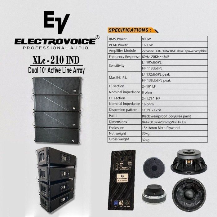Speaker Line Array Aktif Electrovoice XLC 210 IND Original 10 inch ...