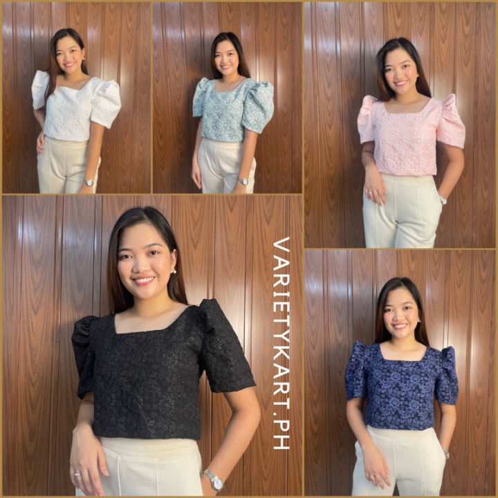 【Manila Ship】 Casual Filipiniana Puff Sleeve Modern/Kimona - Embossed ...