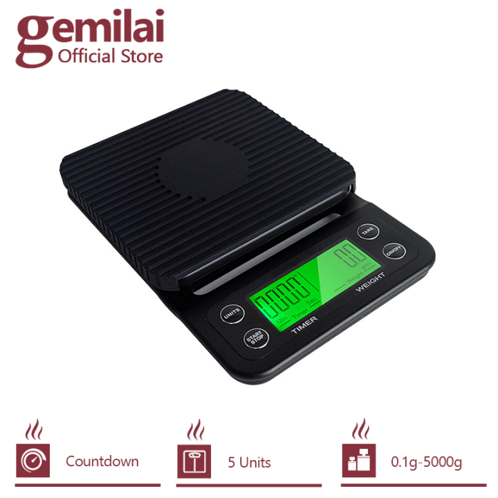 5kg/0.1g Drip Coffee Scale With Timer Portable Electronic Digital ...
