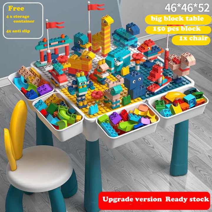MultiFunction Children Building Big Blocks Table and Learning Playing ...