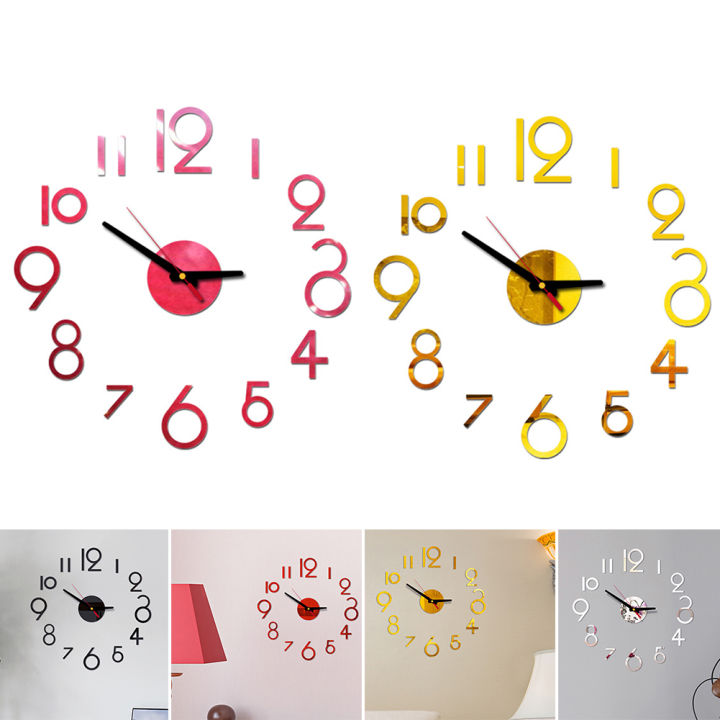 20 inch Self-adhesive Full Digital Wall Clock/DIY Simple Acrylic Mirror ...