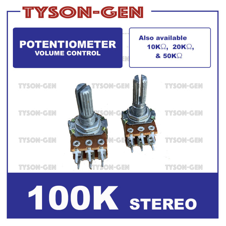 2pcs Potentiometer Volume Control Stereo 6pins (10K, 20K, 50K & 100K ...