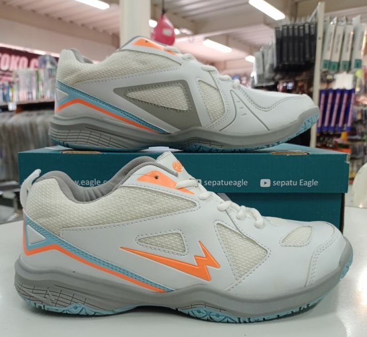 Sepatu Bulutangkis Pria Sepatu Badminton Eagle Vector - Putih | Lazada ...