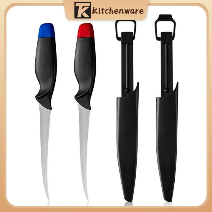 Fish Curved Boning Knife Kitchen knife Outdoor Fillet Knife With Covers ...