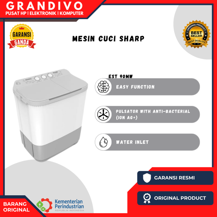 Mesin Cuci Sharp EST 90MW 8KG Garansi Resmi - Grandivo | Lazada Indonesia