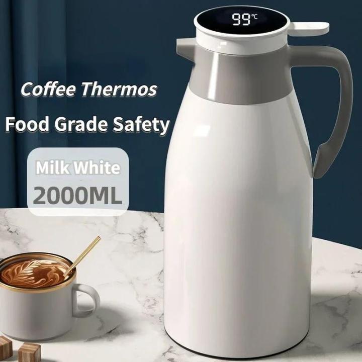 In stock Xiaomi 2L Coffee Thermos Household Digital Display Glass Liner Vacuum Flasks Large ...