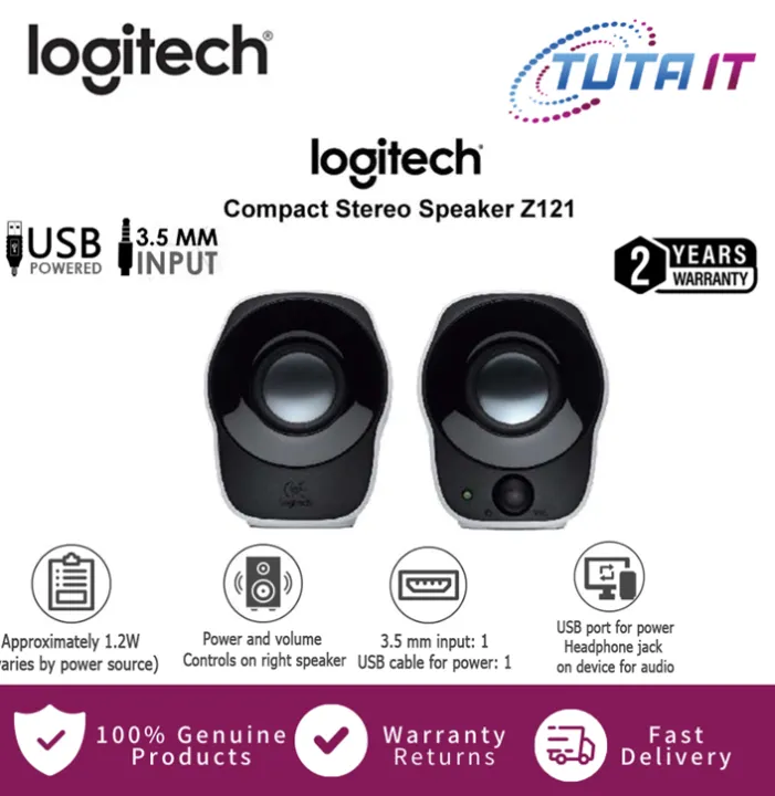 Logitech Z121 Compact PC Stereo Speakers, 3.5mm Audio Input, USB ...
