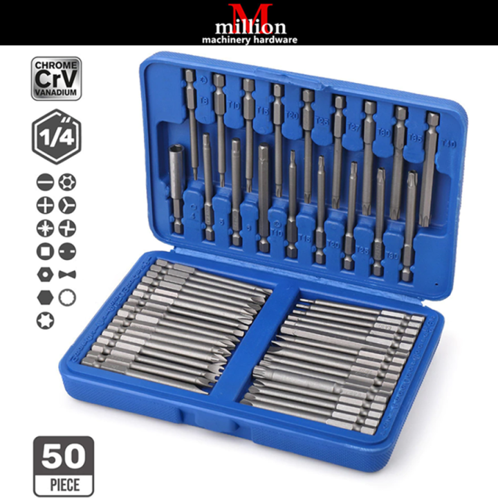 50pcs 75mm 1/4 Extension Security Screw Bits Set Screwdriver Set ...