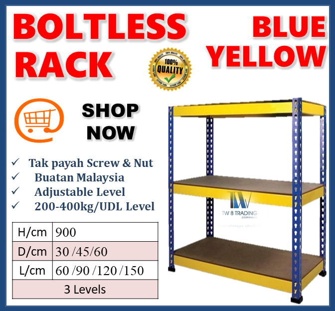 (90H x 60D x 90-150L)cm 3 LVL Boltless Rack / Rak Besi | Lazada