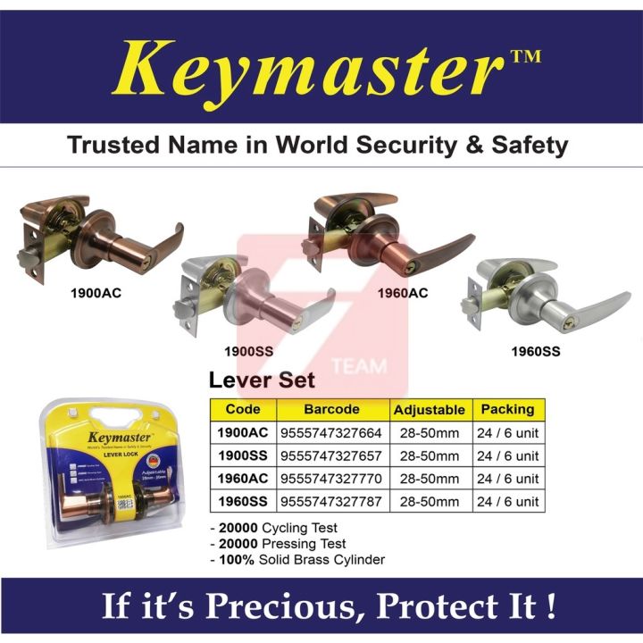 KEYMASTER 28mm - 50mm Level Lock Set double lock set handle lock room ...