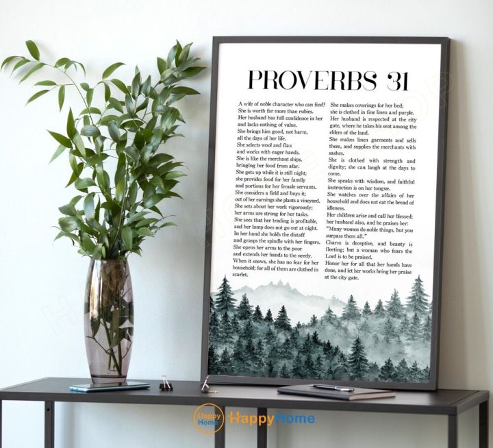 Proverbs 31:10-31 NIV Bible Verse Wall Art Scripture Prints Christian ...