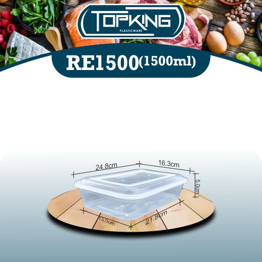 1500ml TOP KING CLEAR AND BLACK FOOD STORAGE - 1500ml MICROWAVABLE ...