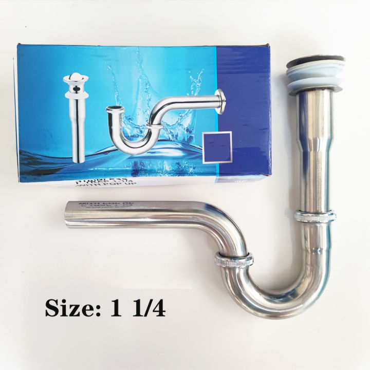Stainless High quality P-Trap 1 1/4 Push and Turn Type (Strainer Turn ...
