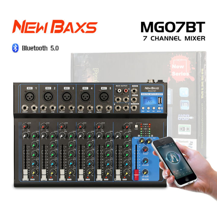 NEW BAXS MG07BT Audio Mixer profesional 7-saluran mendukung equalizer ...