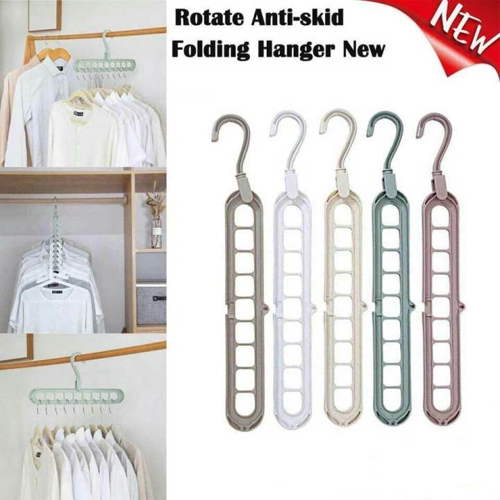 MULTI-FUNCTION CLOTHES HANGER SAVE SPACE FOLDING WARDROBE DRYING CLOTH ...