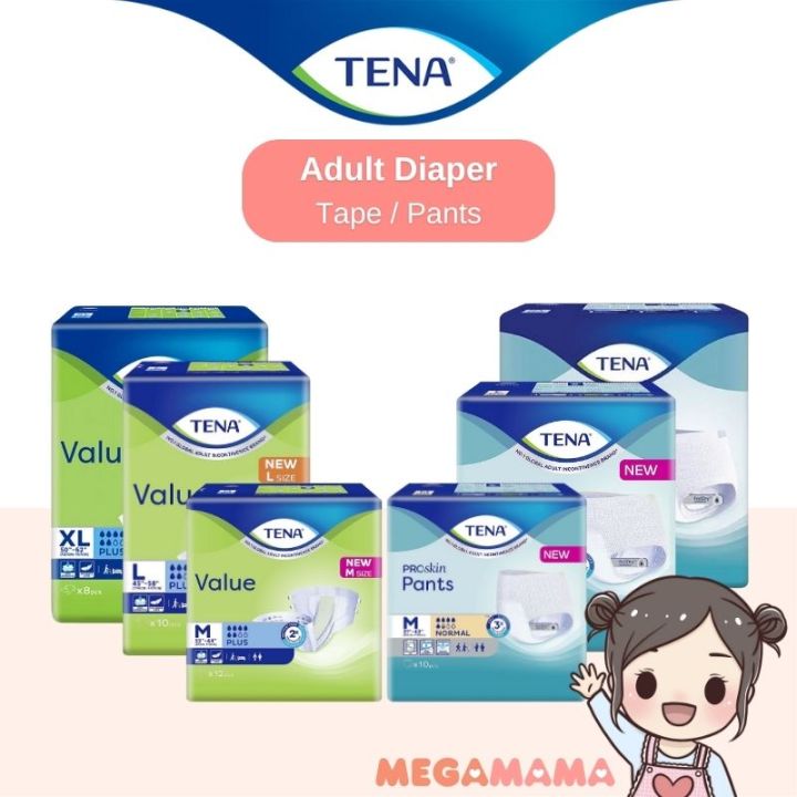 GREAT DEAL TENA Unisex Adult Diaper | Value & ProSkin | Tape & Pants | M, L, XL | Lazada Singapore