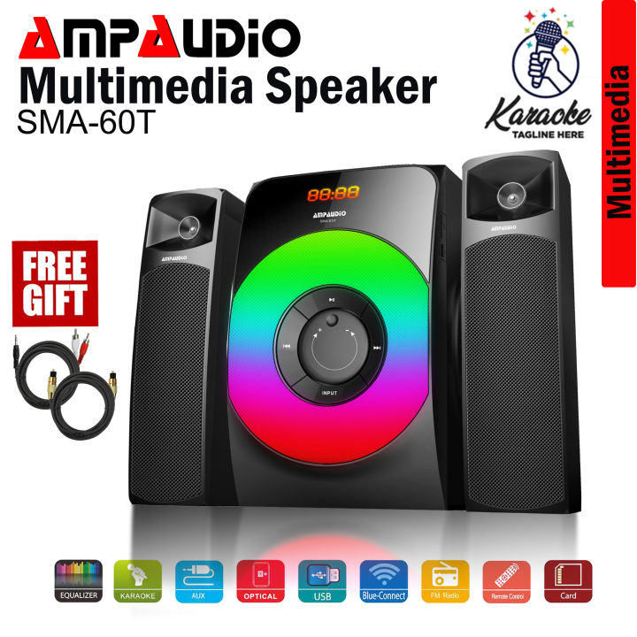 AmpAudio SMA-60T Bluetooth Multimedia Speaker | FM Radio | USB Playback ...