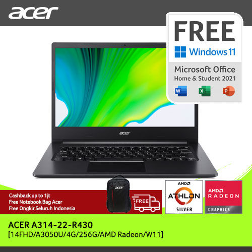 ACER LAPTOP ASPIRE 3 SLIM A314-22-R430 14'' FHD IPS AMD ATHLON 3050U ...