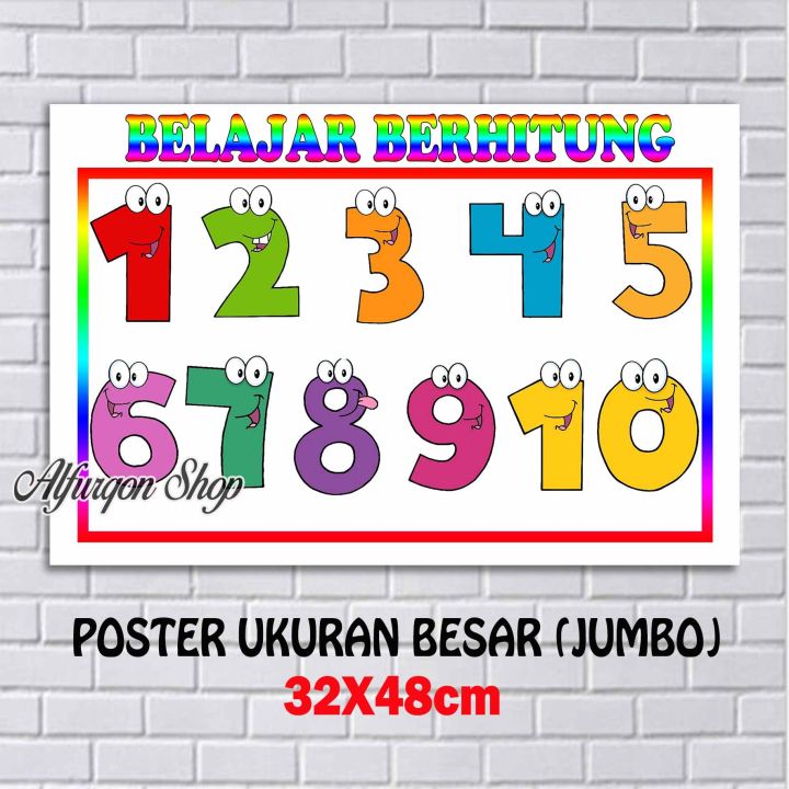 POSTER BELAJAR BERHITUNG ANAK ANAK / BERHITUNG 123456789 / HIASAN ...