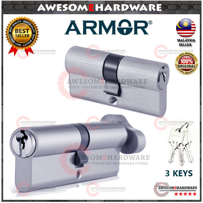 (SINGLE / DOUBLE) ARMOR 60MM SOLID BRASS EURO PROFILE CYLINDER FOR ...