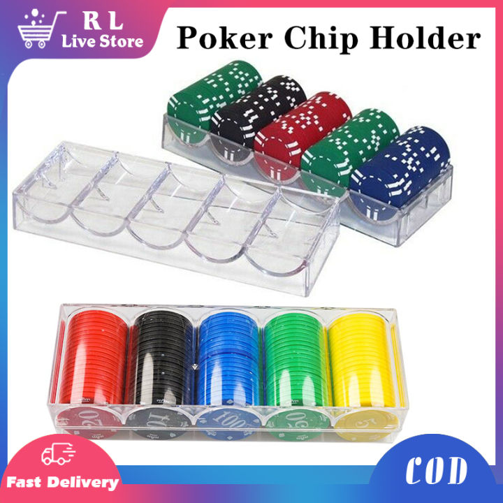 100 Chips Acrylic Poker Chips Holder Tray Casino Game Counter ...