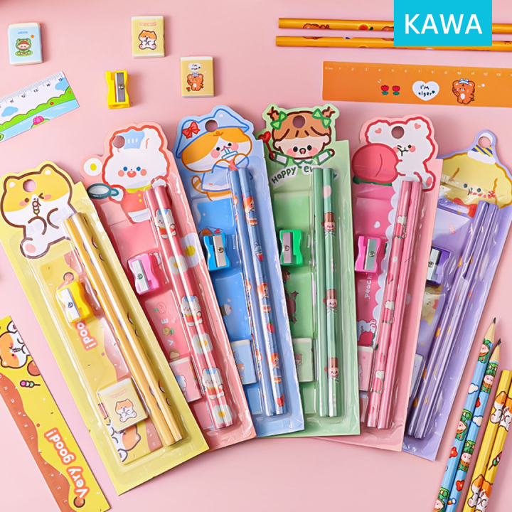 KAWA Alat Tulis Set 5in1 Stationery Full Color Paket Berwarna Lengkap ...