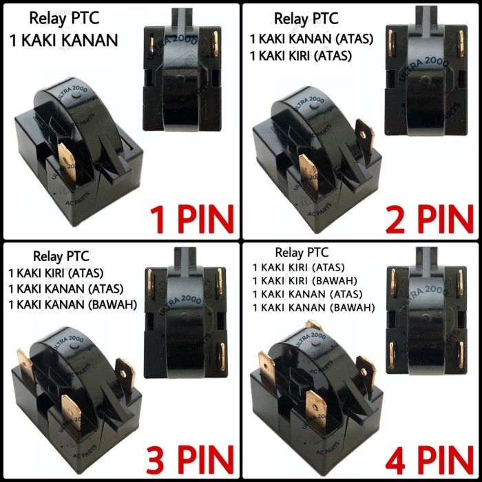 PTC RELAY KULKAS / RELAY PTC KULKAS 1 PIN 2 PIN 3 PIN 4 PIN / Riley Ptc ...