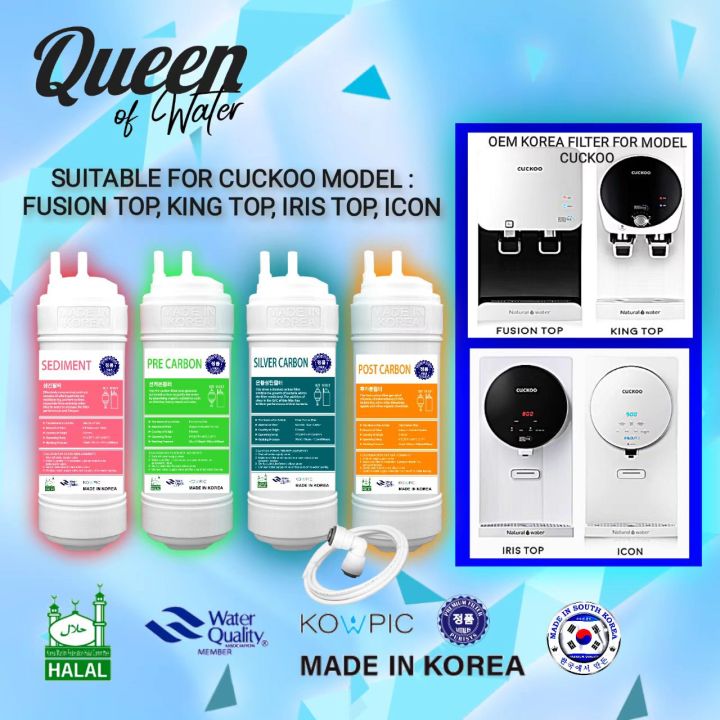 KOREA HALAL 8" Water Filter set(4 pcs) Compatible Cuckoo King Top ...