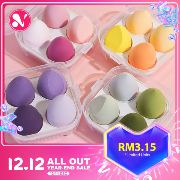 𝗪𝗘𝗧 & 𝗗𝗥𝗬 𝗨𝗦𝗘 》4 In 1 Beauty Egg Makeup Foundation Sponge Cosmetic ...