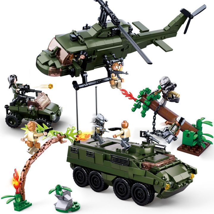 Predator Armored Car Vehicle Helicopter Plane Building Blocks Set ...