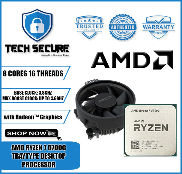 AMD Ryzen 7 5700G Gaming Processor, 8 Cores 16 Threads AM4 TRAYTYPE ...