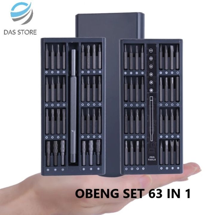 Obeng Set 63 in 1 obeng set semua ukuran box dan gagang besi | Lazada ...