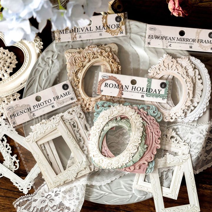 10pcs Aesthetic Hollow Relievo Photo frame Material Paper Junk Journal ...