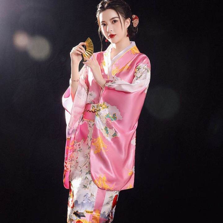 ♠SHIPANFU Cosplay Costume Traditional Japanese Kimono Japanese Style Printed Floral Sakura Girl ...
