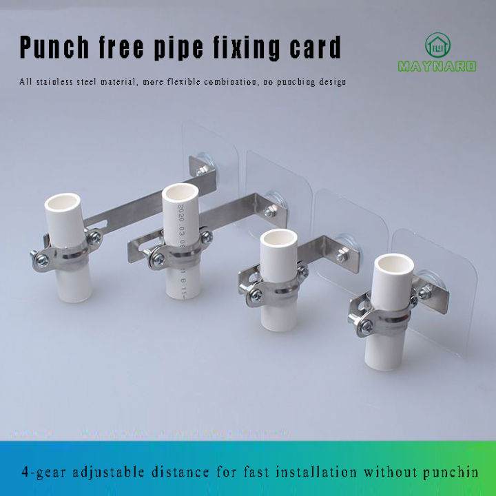 2 pieces stainless steel Pipe Clamp - Metal Pipe Clamps Tube Wall ...