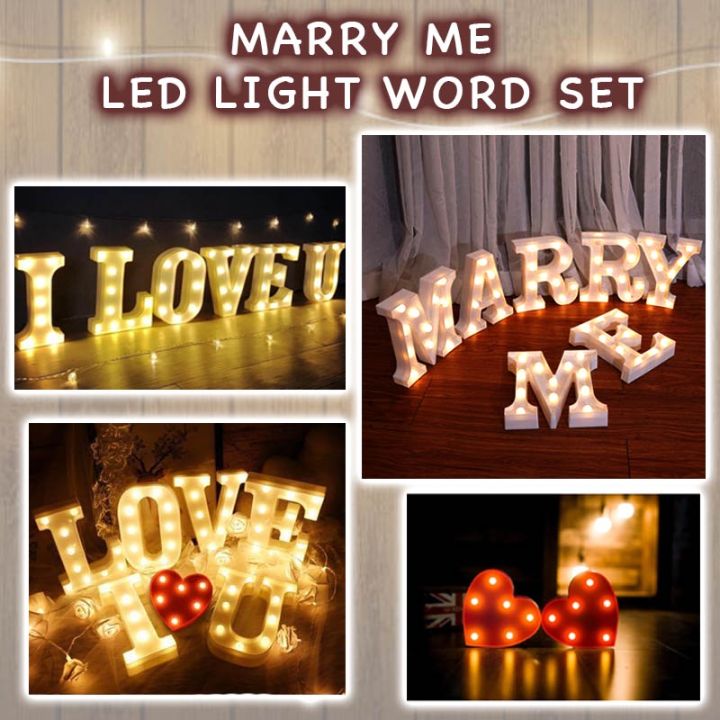 MARRY ME LED Light Word Set 3D Letter Alphabet Party Decoration ...