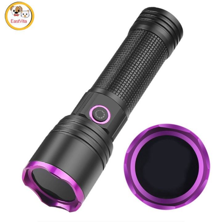 10W 365nm Purple Light Flashlight LED Powerful Flashlights Rechargeable ...