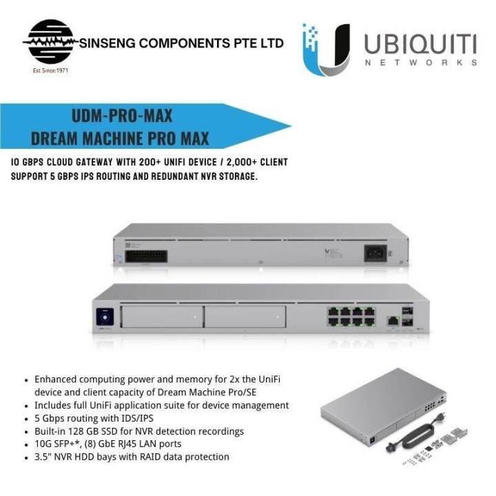 Local warranty Ubiquiti UniFi UDM-PRO Max Dream Machine Pro Max 8 ...